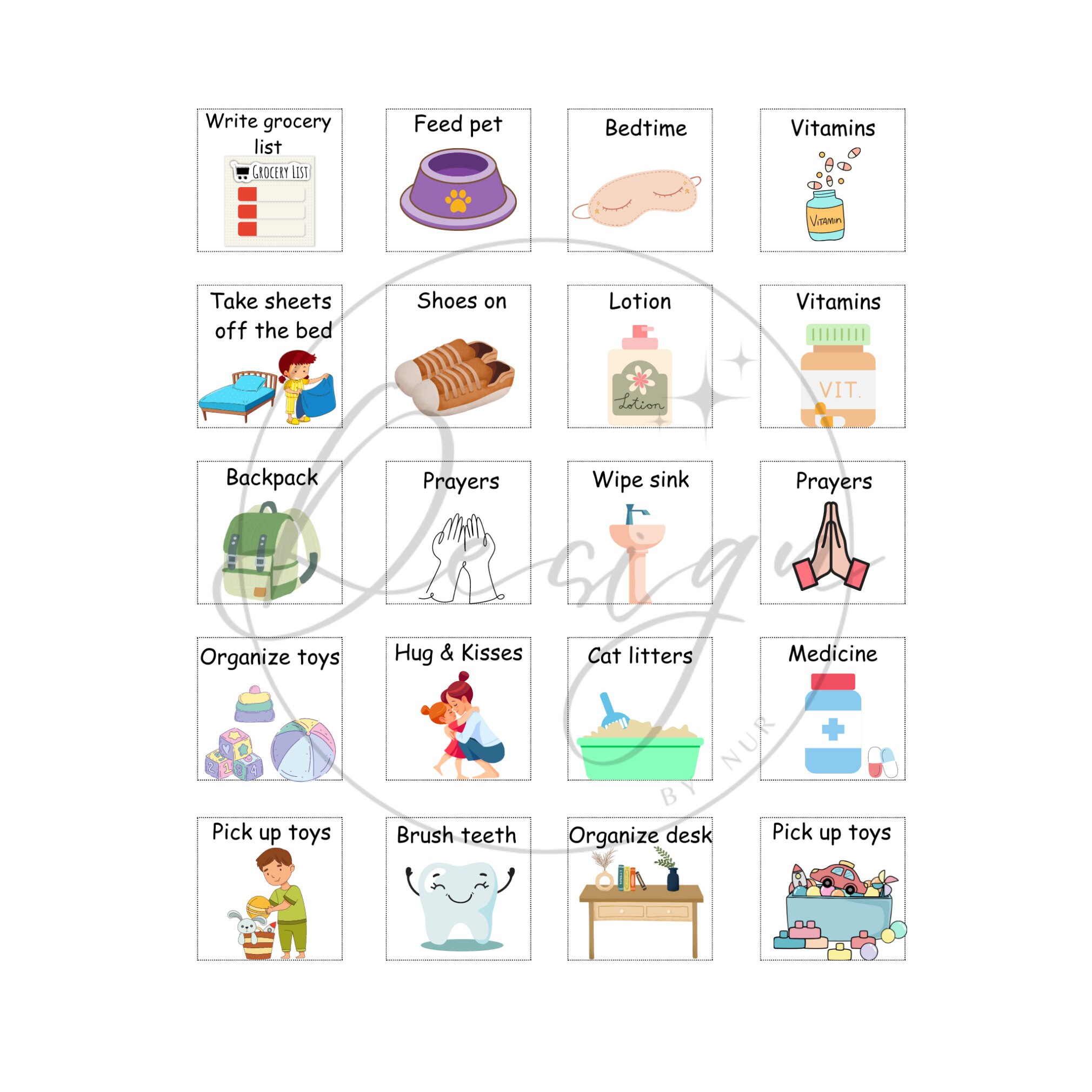 Printable Daily Routine Cards, Kids Daily Responsibilities EXPANSION ...