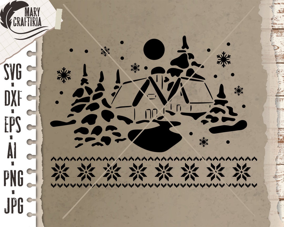 Stencil Winter House Cut Files Svg, Dxf, Eps, Png, Files for Cricut ...