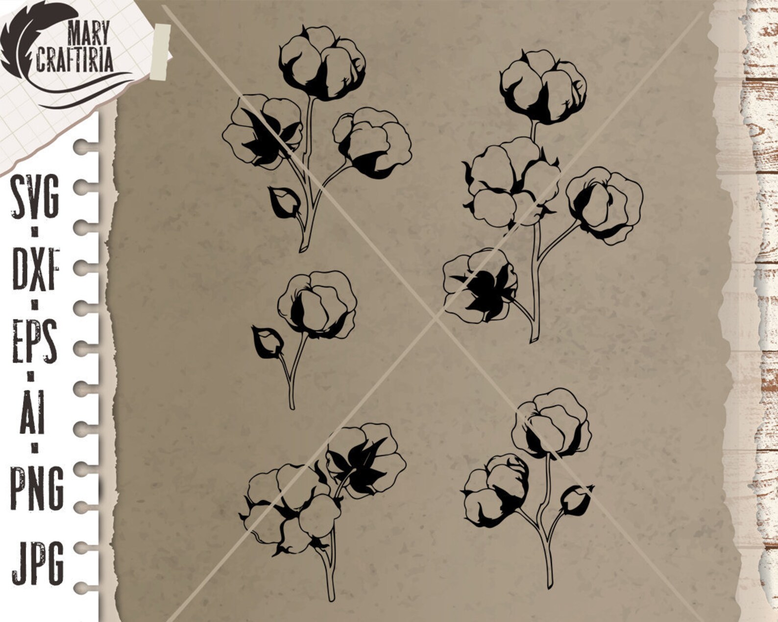 Cotton Clipart Svg Flower Svg Dxf Cut Files Eps Files for - Etsy