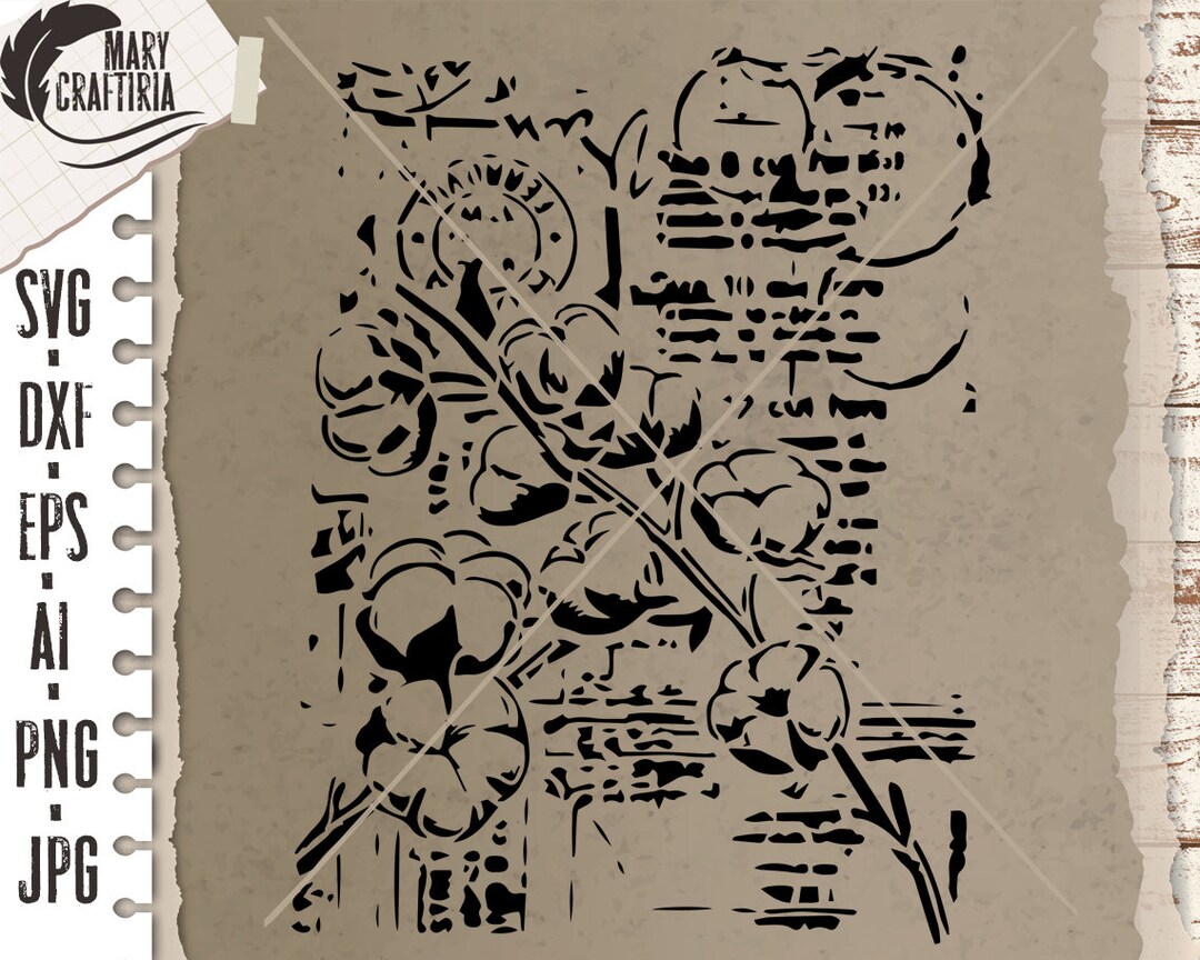 Stencil Cotton Flower Svg, Cotton Svg, Dxf, Cut Files, Eps, Files for ...
