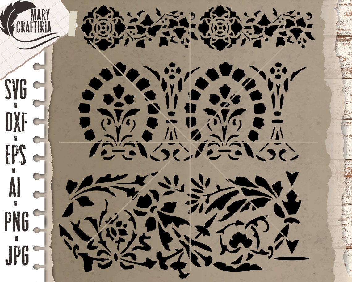 Stencils Border Svg, Stencil Cutting Files SVG, DXF, EPS, Laser Files ...
