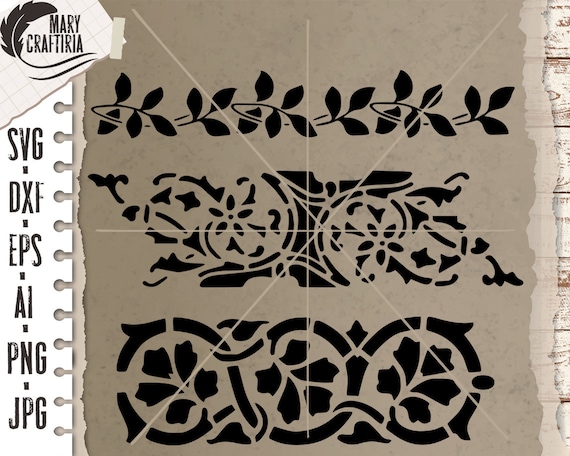 Stencils Border Svg Stencil Cutting Files SVG DXF EPS | Etsy