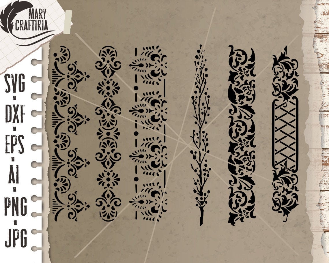 Stencil Border Svg Stencil Cutting Files SVG DXF EPS Laser - Etsy