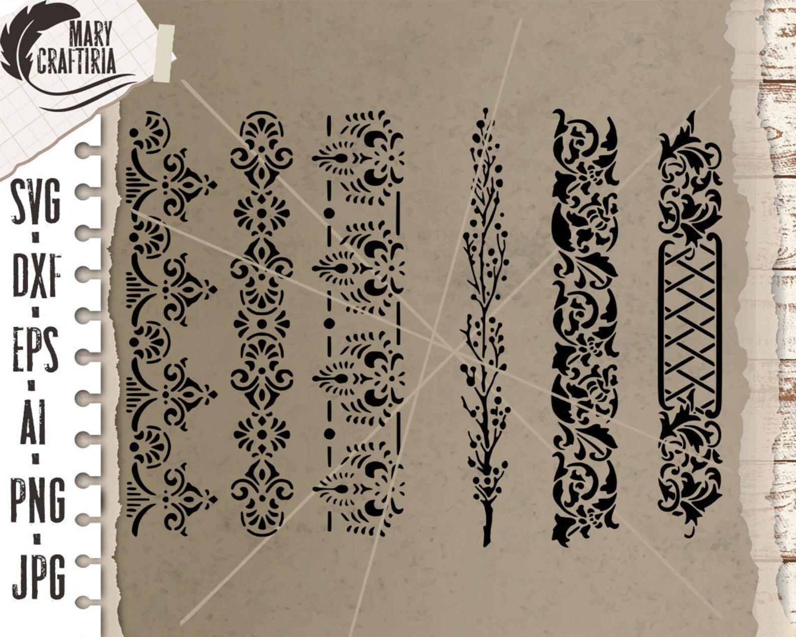 Stencil Border Svg Stencil Cutting Files SVG DXF EPS Laser - Etsy