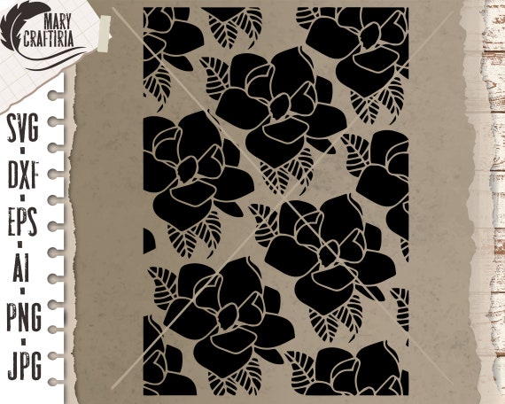 Stencil Magnolia Flowers Svg Dxf Png Eps Cut Files Files - Etsy
