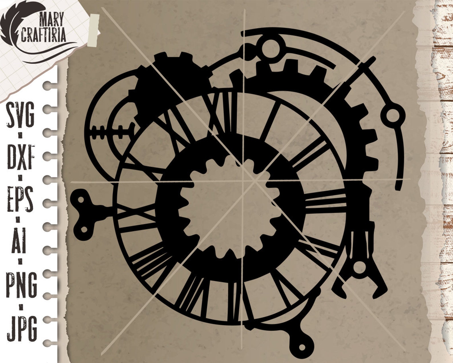 Steampunk Clock Clipart Svg Cut Files Dxf Eps Files for - Etsy
