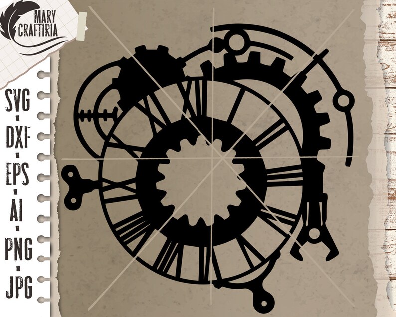 Steampunk Clock Clipart Svg Cut Files Dxf Eps Files for - Etsy