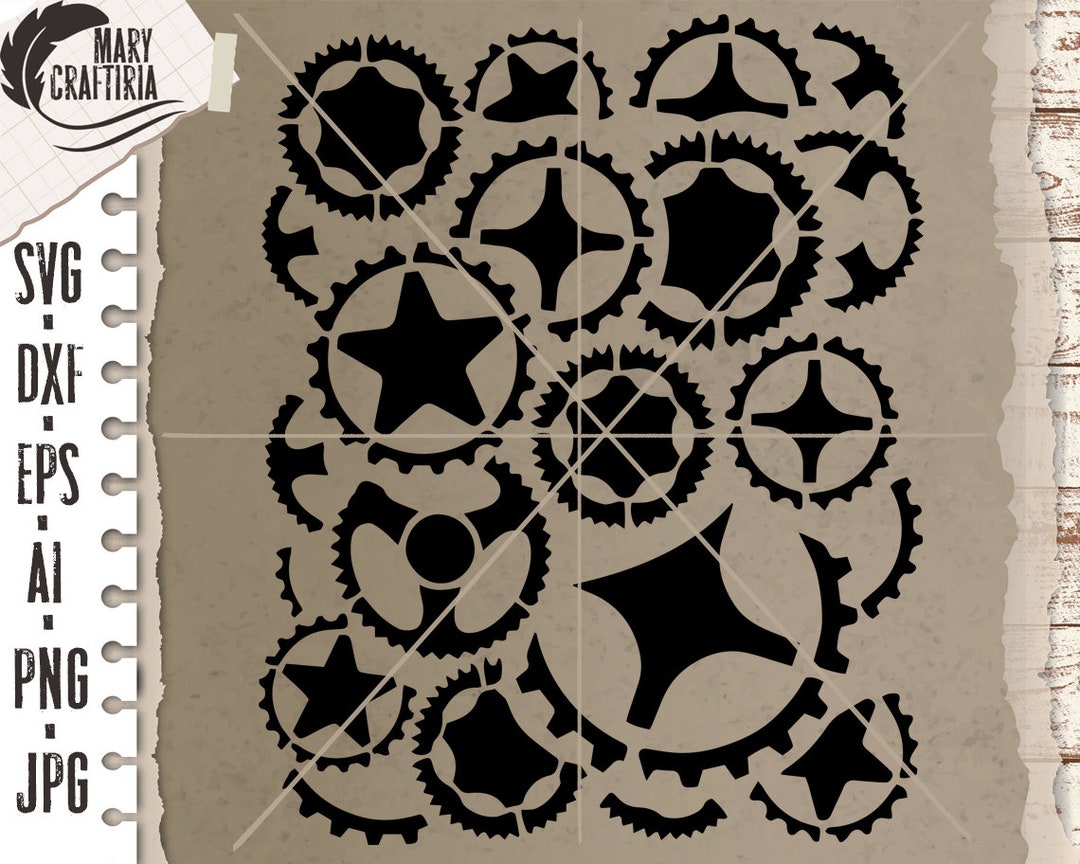 Stencil Gears Svg, Cutt Files Svg, Dxf, Eps, Svg, Files for Cricut ...