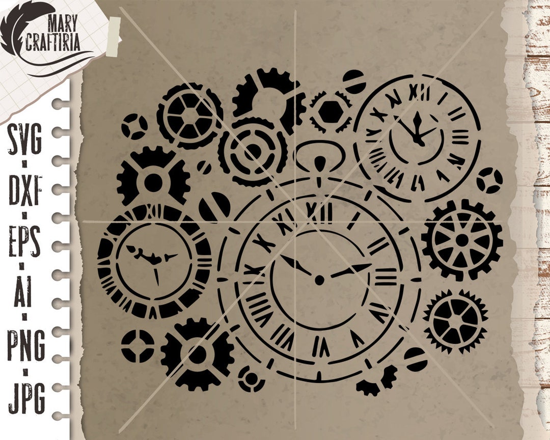 Stencil Clock Svg, Eps, Dxf, Ai, Cut Files Svg, Files for Cricut ...