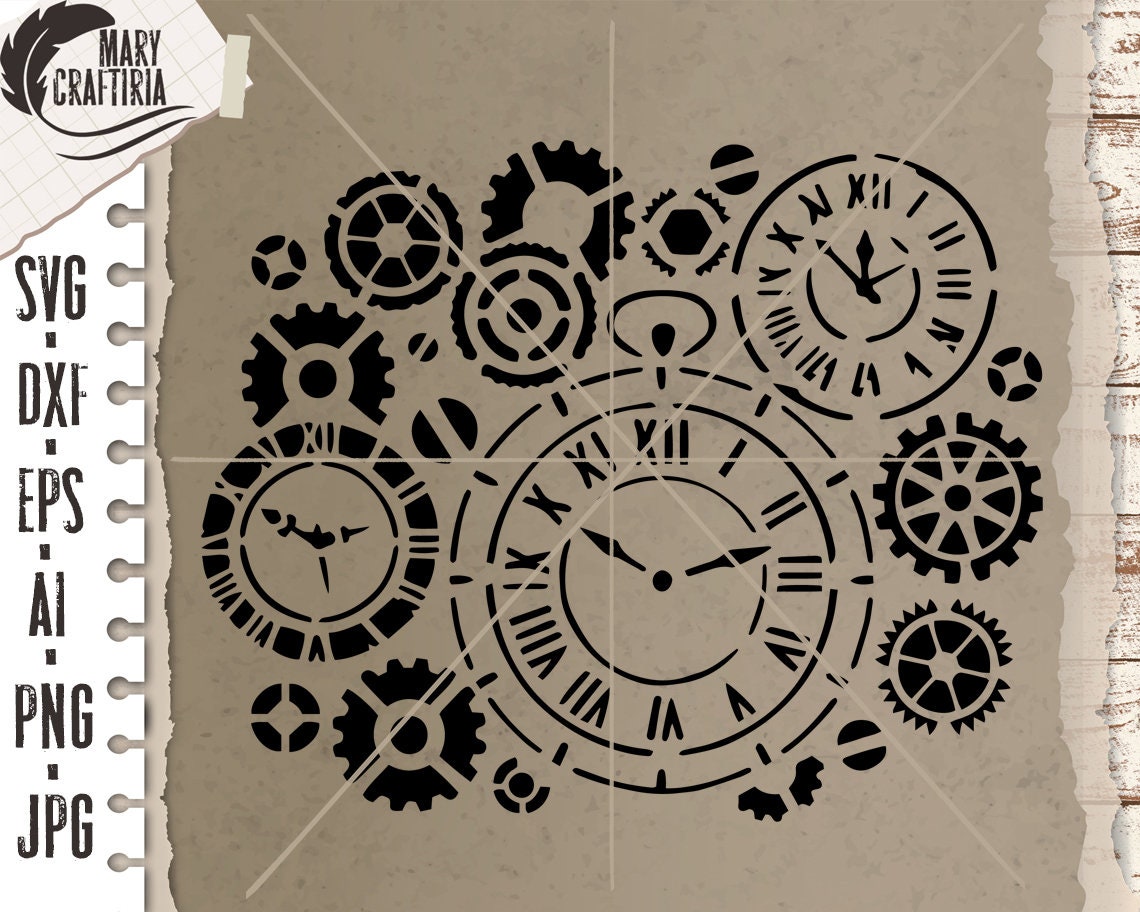 Stencil Clock Svg Eps Dxf Ai Cut Files Svg Files for - Etsy