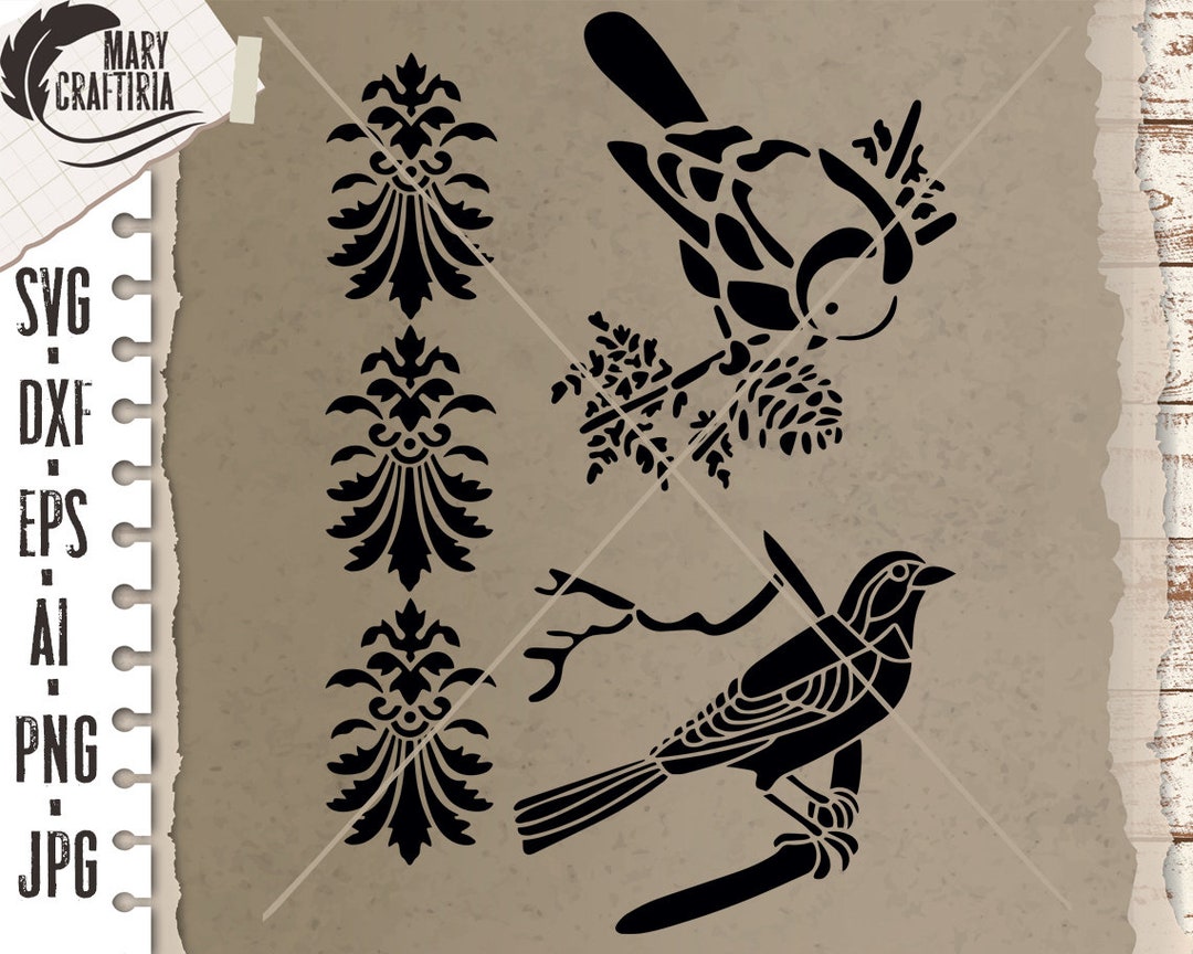Stencil Birds Svg, Eps, Dxf, Png, Cut Files, Digital Files Instant ...