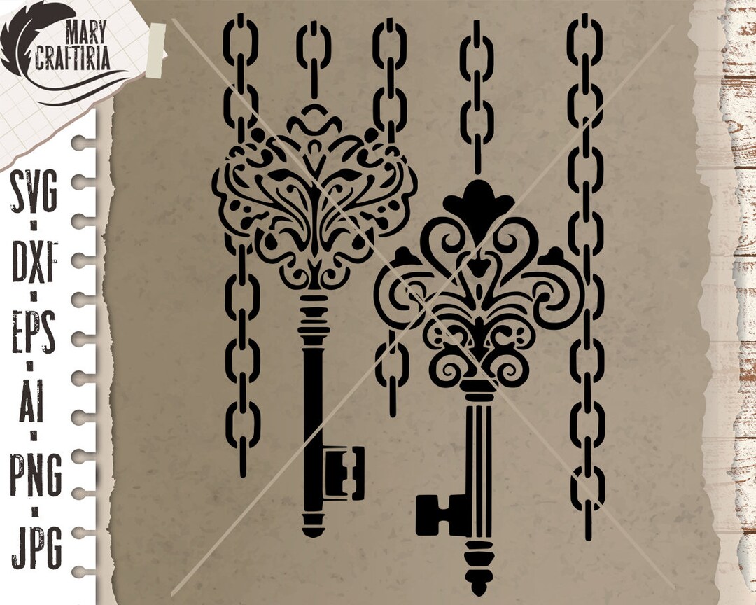 Stencil Steampunk Svg, Stencil Chains Svg, Stencil Keys Svg, Files for ...