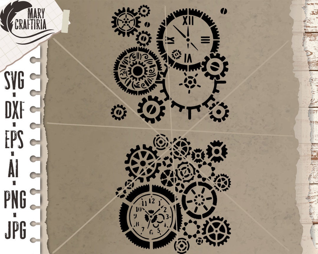 Stencil Mechanisms Svg, Stencil Background Svg, Stencil Gears Svg ...