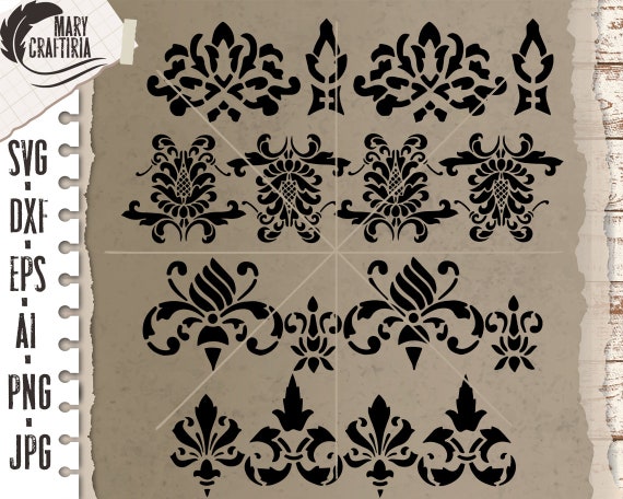 Stencils Border Svg Stencil Cutting Files SVG DXF EPS | Etsy