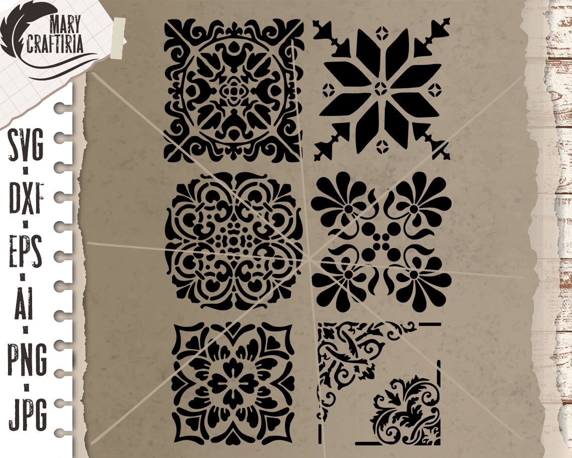 Stencil Tile Svg Stencil Cutt Files SVG DXF EPS Files for | Etsy