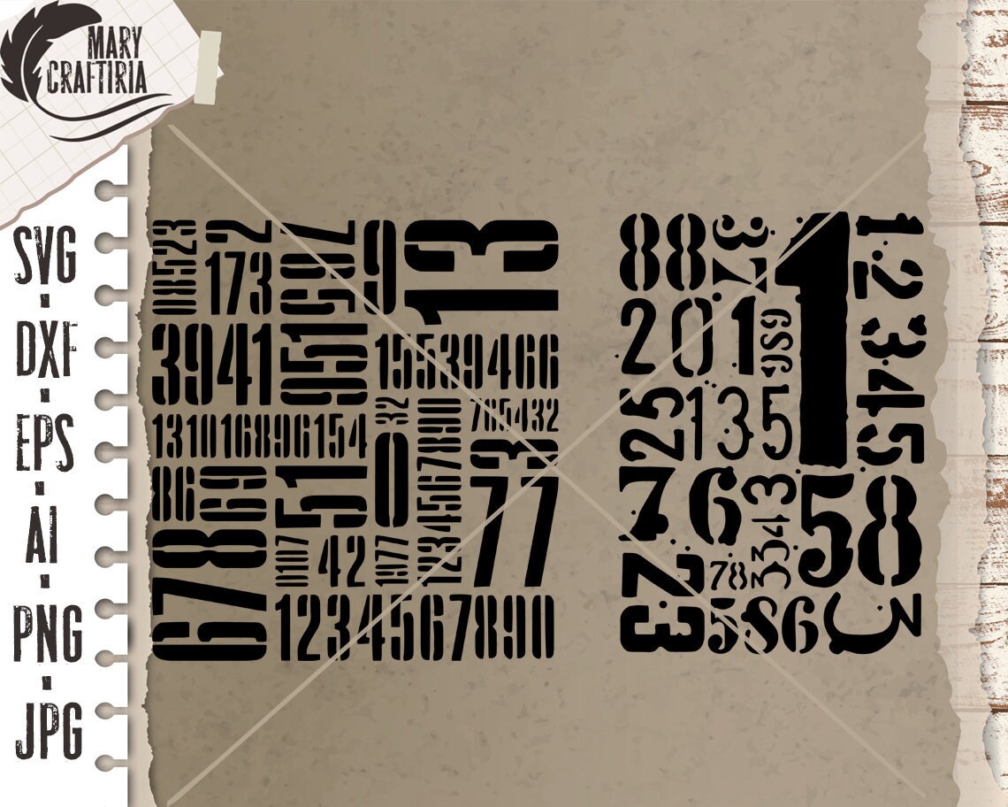 Stencil numbers svg Stencil background svg dxf eps Files | Etsy