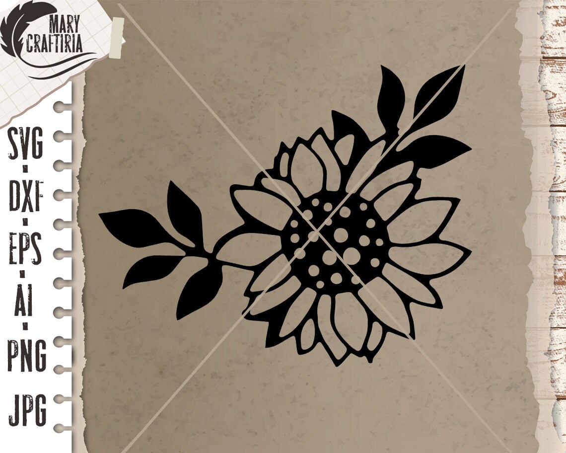 Sunflower Svg Cut File Leaf Svg Eps. Dxf Eps Flora Svg | Etsy