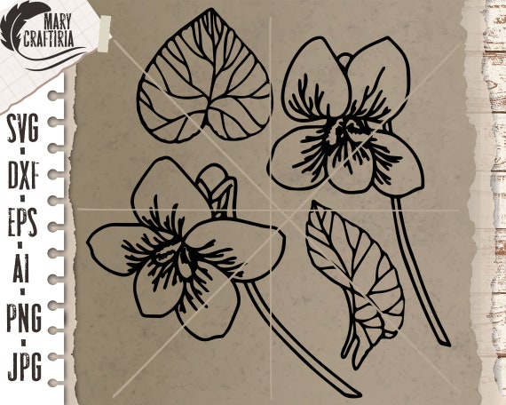 Violet Flowers Clipart Svg Cutt File Svg Dxf Png Flower - Etsy