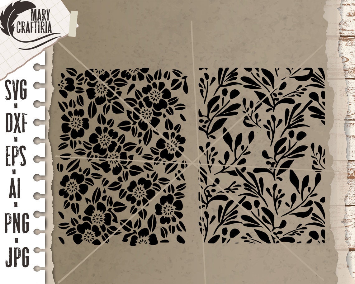 Stencil Flowers Svg Dxf Eps Ai Stencils Svg Files for | Etsy