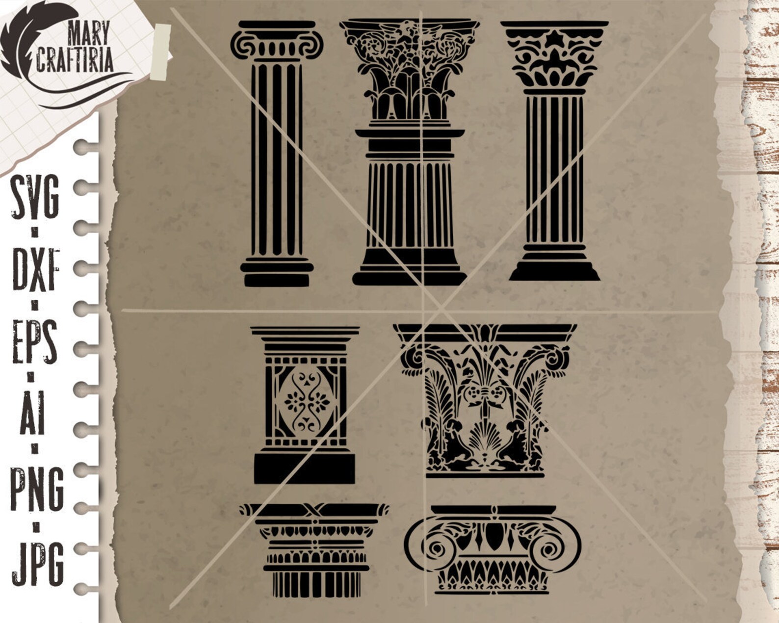 Stencil Column svg dxf cut files svg eps stencils svg | Etsy
