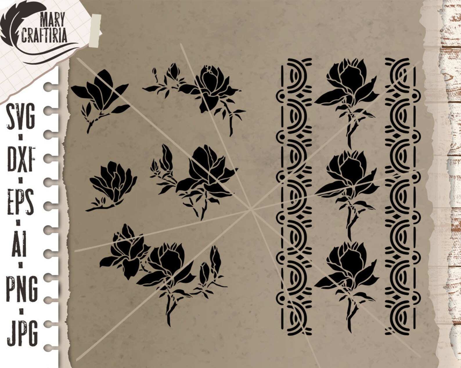 Stencil Magnolia Svg Stencil Cutting Files SVG DXF EPS - Etsy