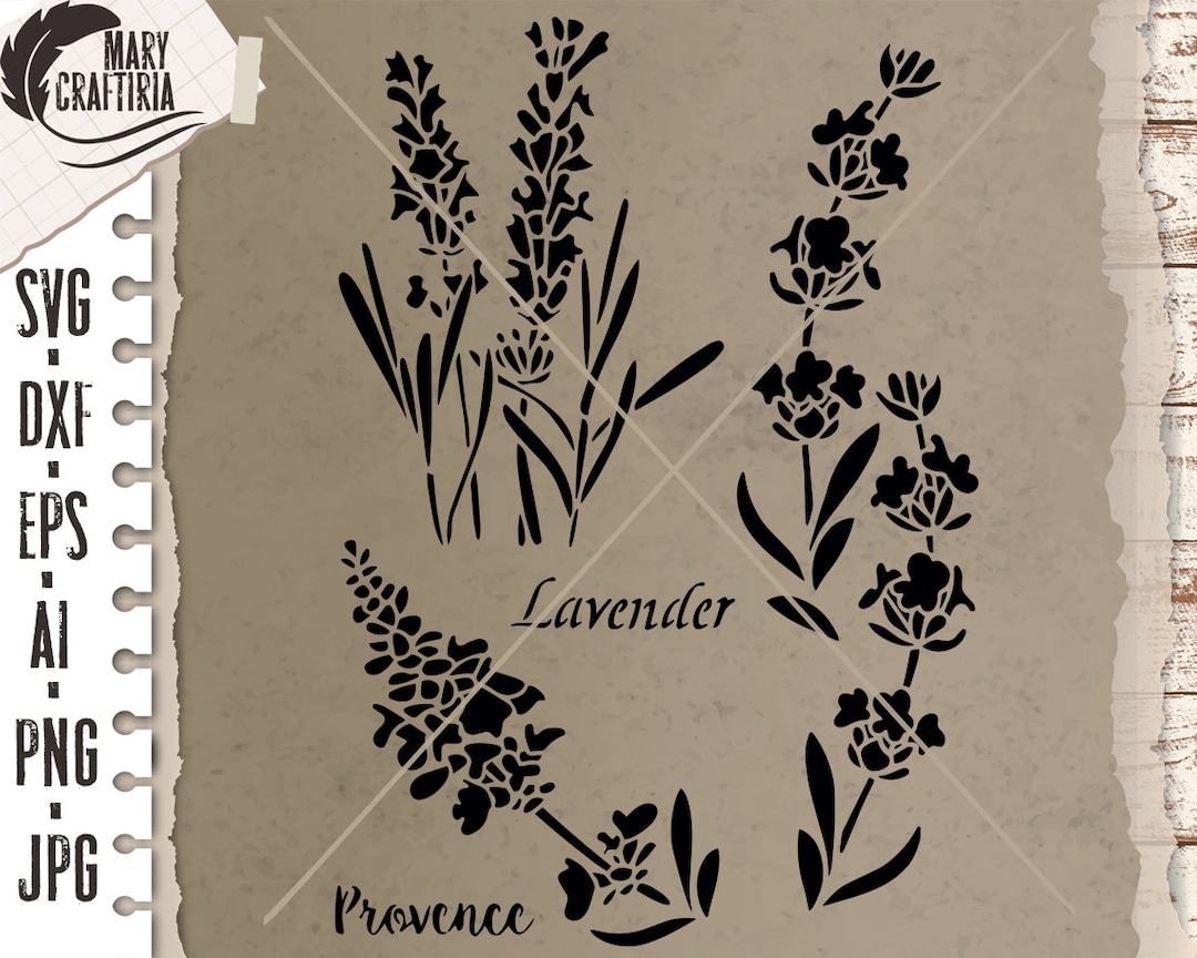Stencil Lavender Cut Files SVG, DXF, EPS, Files for Cricut, Silhouette ...