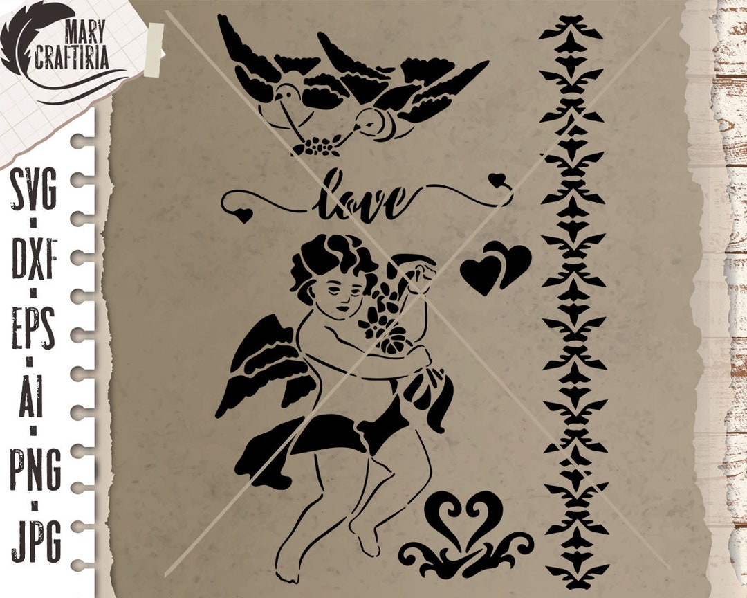 Schablone Engel svg, dxf, Schablone Liebe Muster svg, dxf, eps, png ...