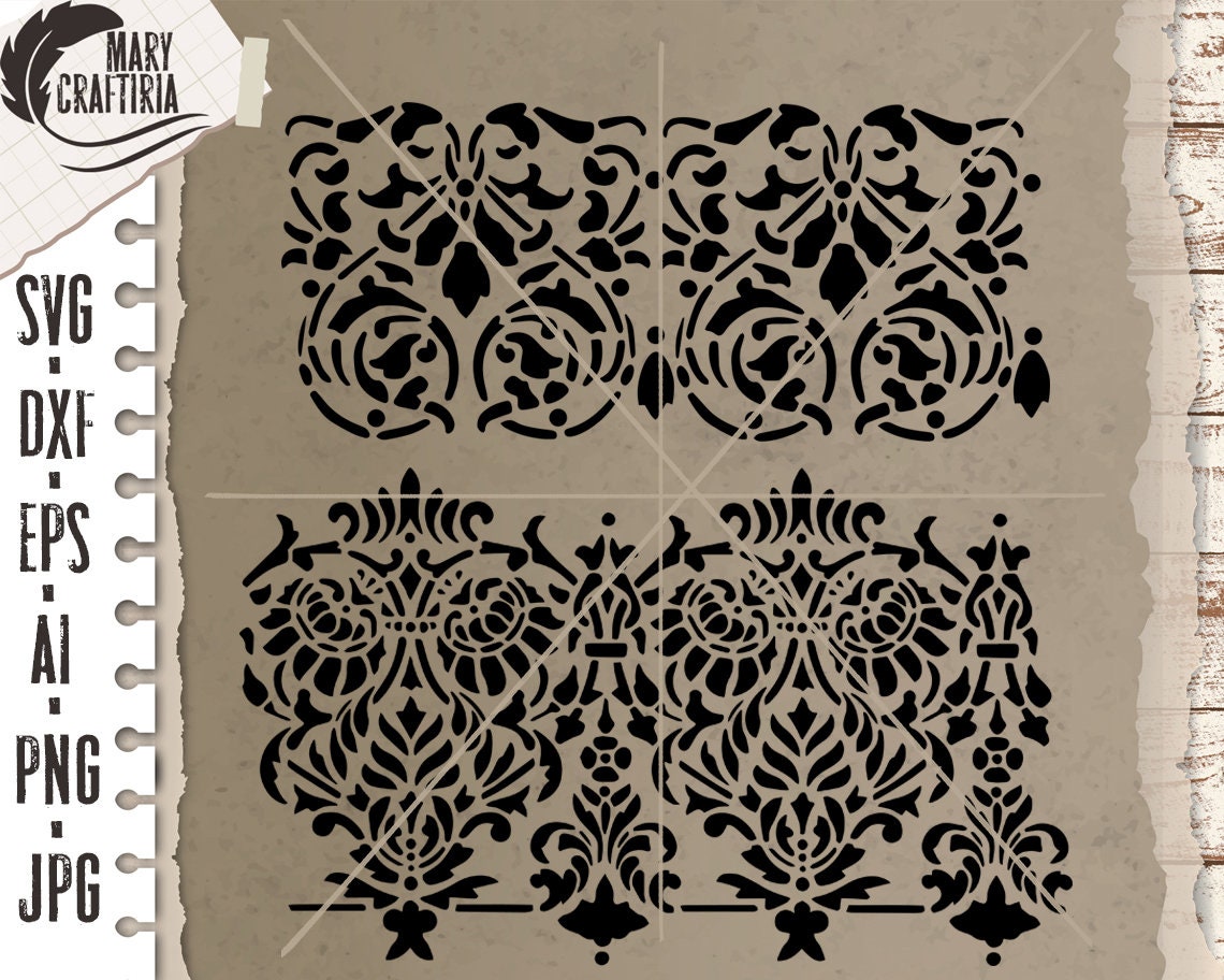Stencils Border Svg Stencil Cutting Files SVG DXF EPS - Etsy