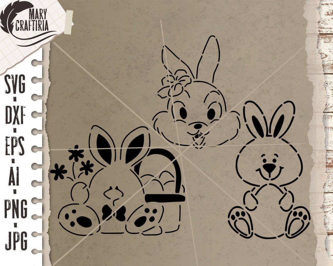 Stencil rabbit svg stencil easter rabbit svg SVG DXF EPS | Etsy