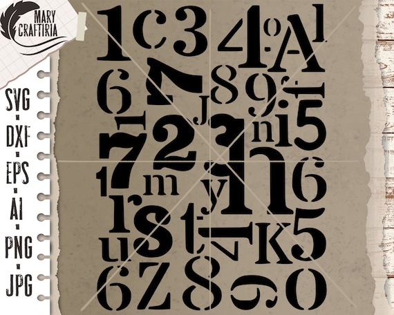 Stencil Numbers Background Svg Dxf Cut Files Files for | Etsy