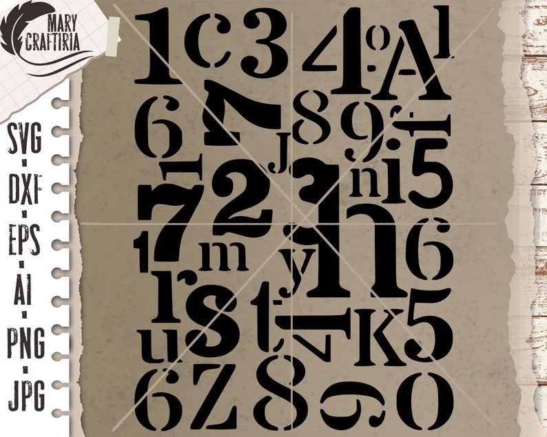 Stencil Numbers Background Svg Dxf Cut Files Files for - Etsy