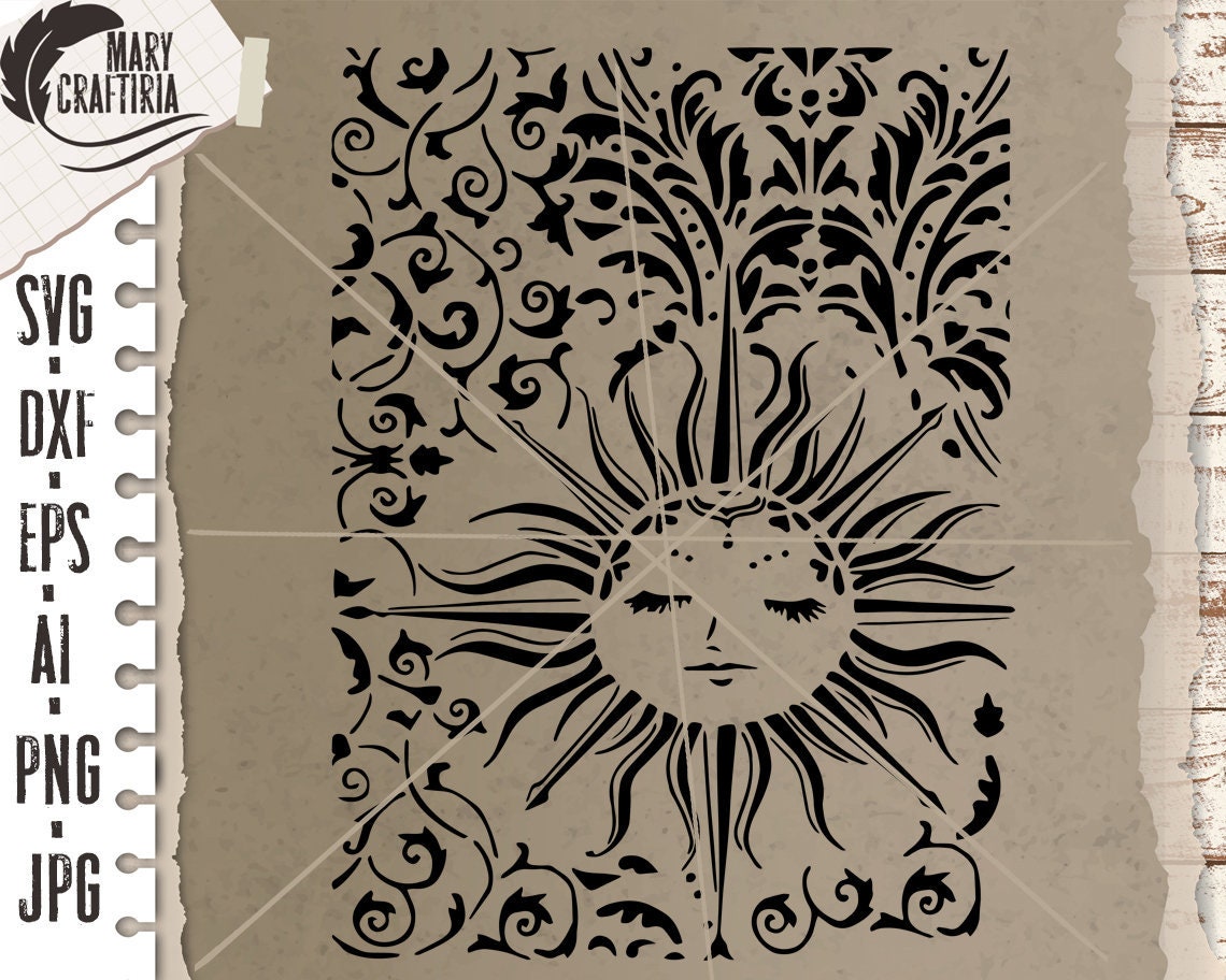 Stencil Sun Svg Dxf Stencil Summer Svg Dxf Eps Svg Files - Etsy