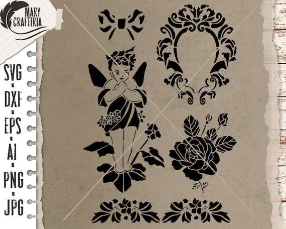 Stencil Fairy Svg Fairies Dxf Cutt Files Svg Dxf Eps Png - Etsy