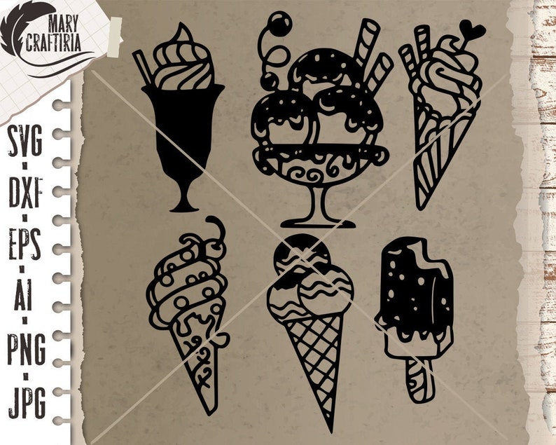 Ice Cream Svg Cut Files Svg Dxf Eps Files For Cricut Etsy