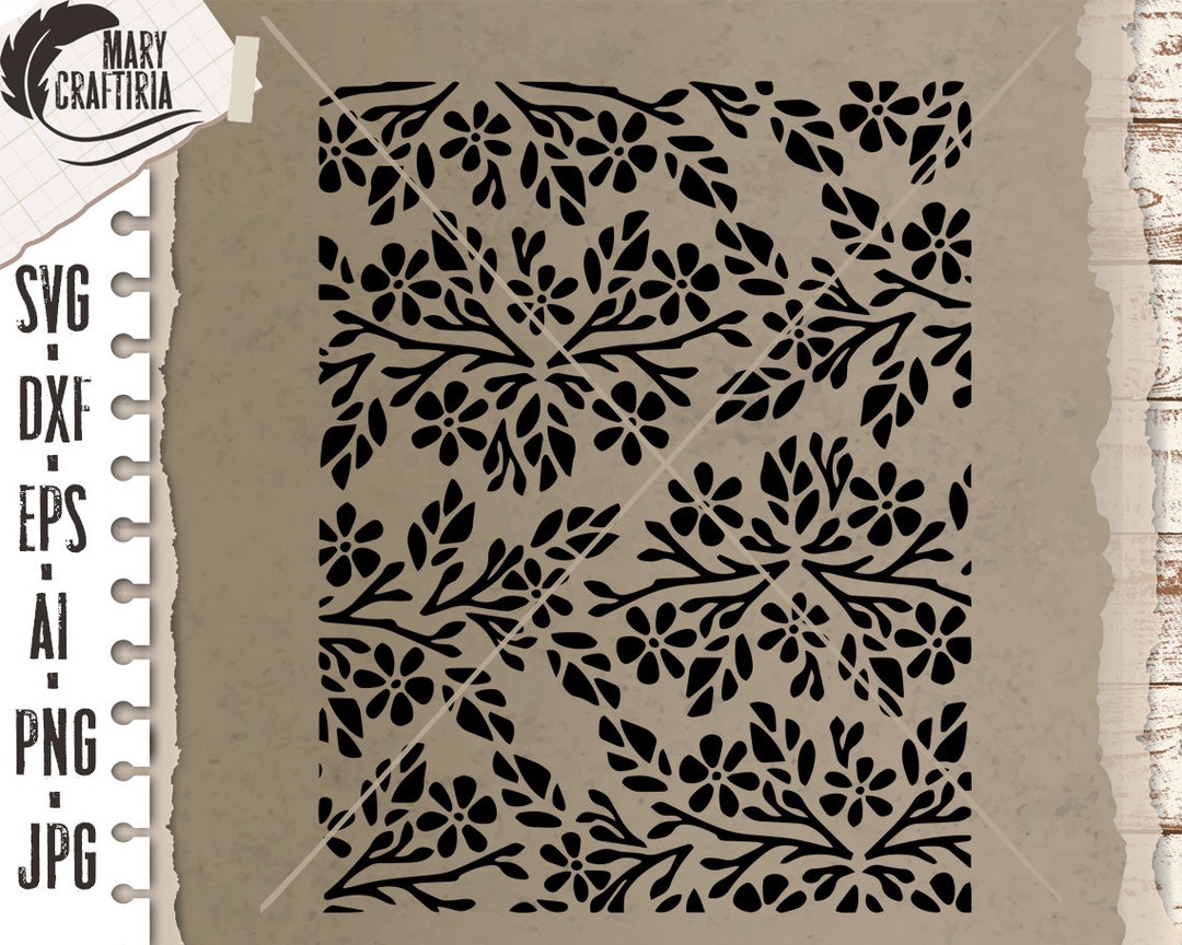 Stencil Floral Svg, Dxf, Eps, Ai, Png, Stencils Svg, Files for Cricut ...