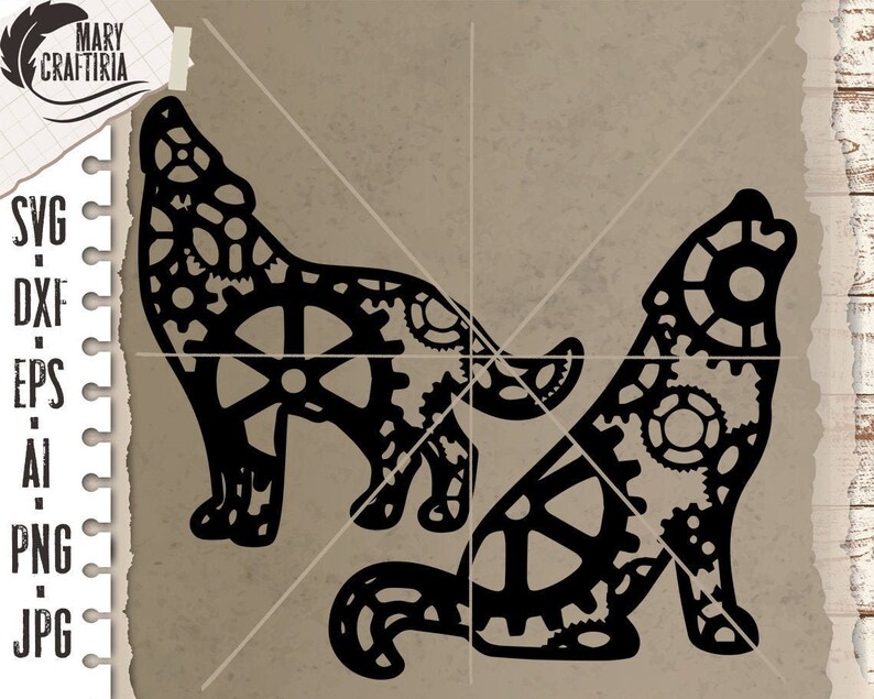 Steampunk Wolf Clipart Svg Mechanical Wolf Svg Eps Dxf - Etsy