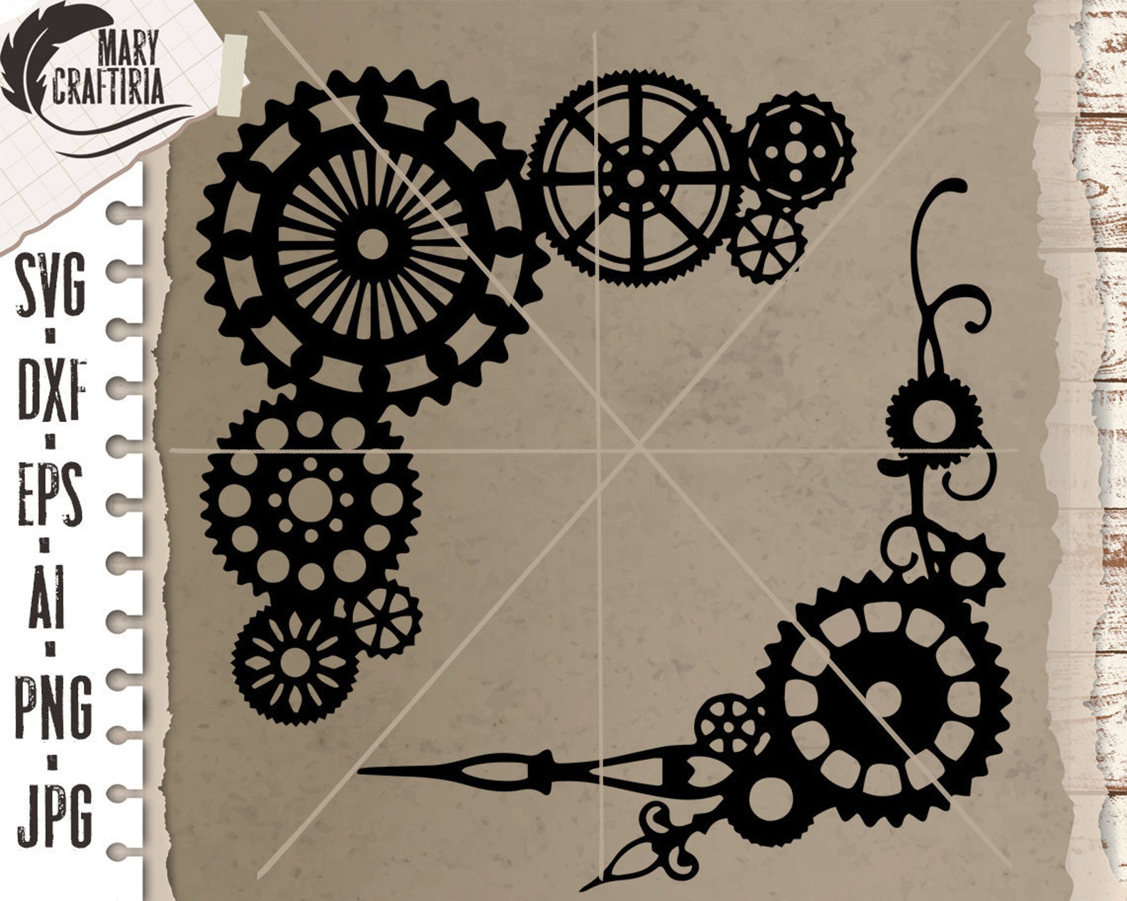 Corner Clipart Svg Steampunk Svg Gears Svg Dxf Eps Cut - Etsy