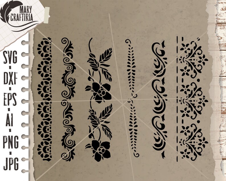 Stencil Border Svg Stencil Cutting Files SVG DXF EPS Laser - Etsy