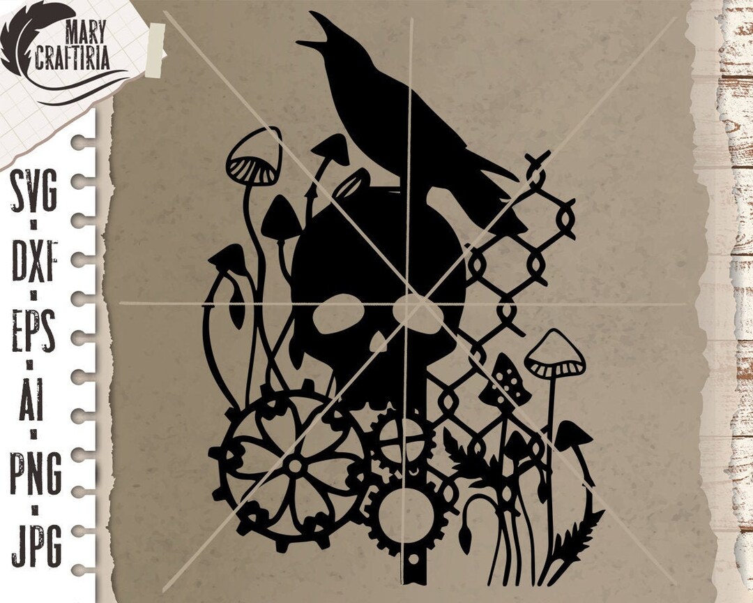 Skull Clipart Svg, Dxf, Crow Svg, Dxf, Cut Files Svg, Dxf, Eps, Ai ...