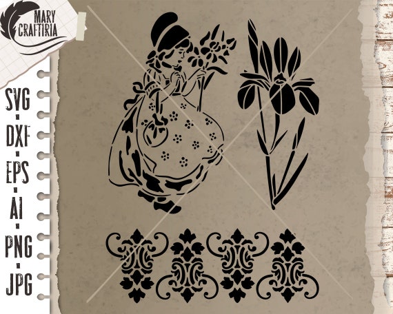 Stencil Girl Svg Cutting Files Dxf Eps Png Files for - Etsy
