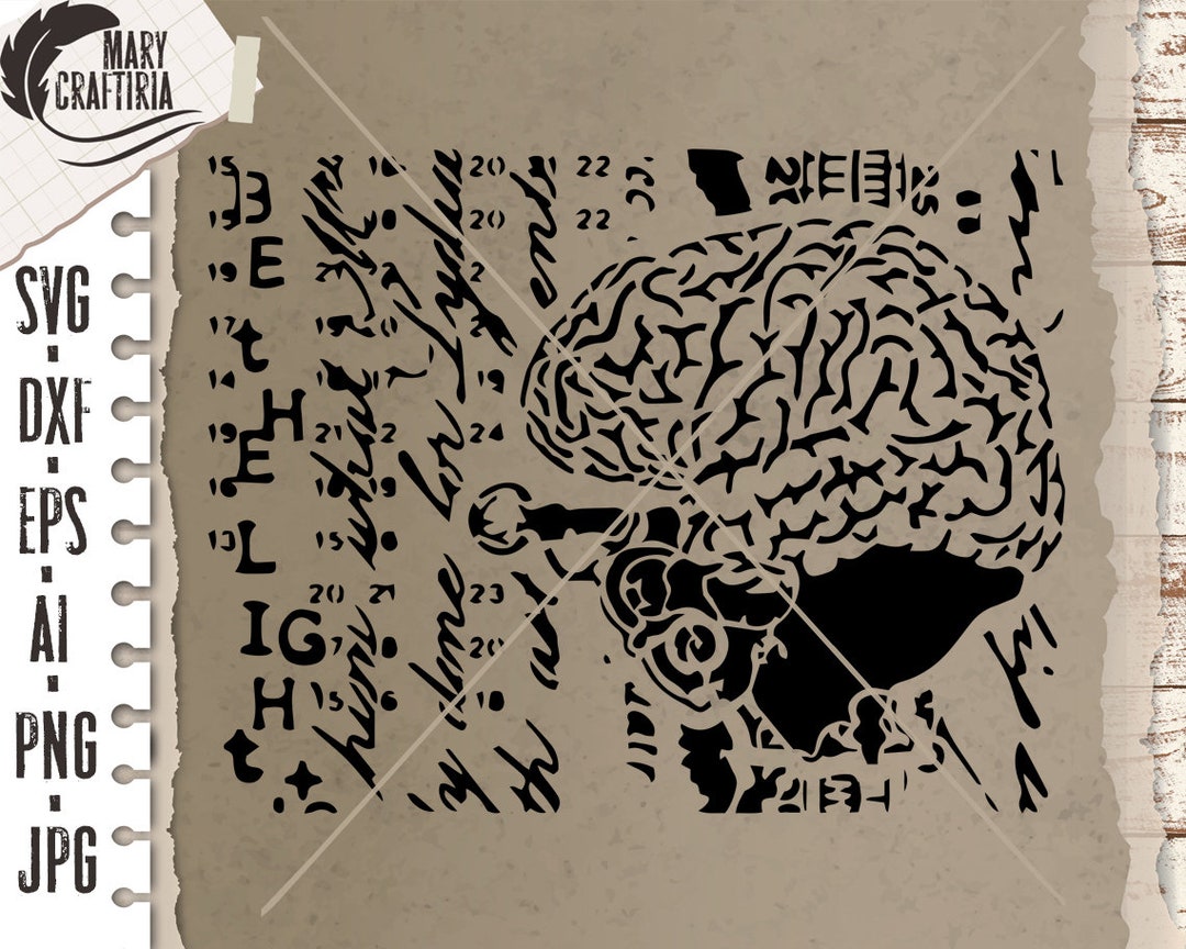 Stencil Brain Background Svg, Stencils Dxf, Svg, Png, Files for Cricut ...
