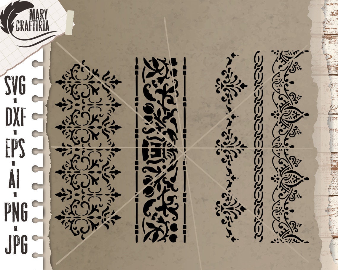 Stencil Border Svg, Stencil Cutting Files SVG, DXF, EPS, Laser Files ...