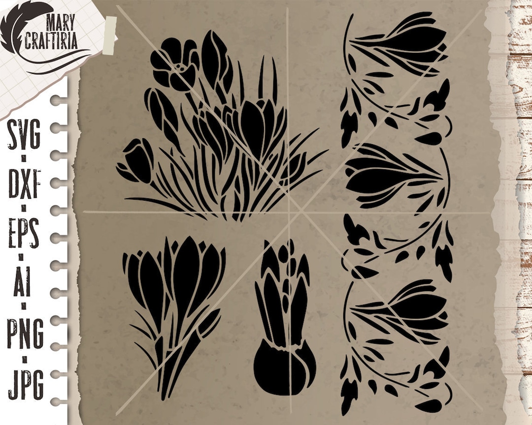 Stencil Crocus Svg, Dxf, Stencil Background Svg, Stencils Cut Files Svg ...