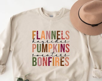 Bonfires Pumpkins Flannels Football Fall Sweatshirt Fall - Etsy