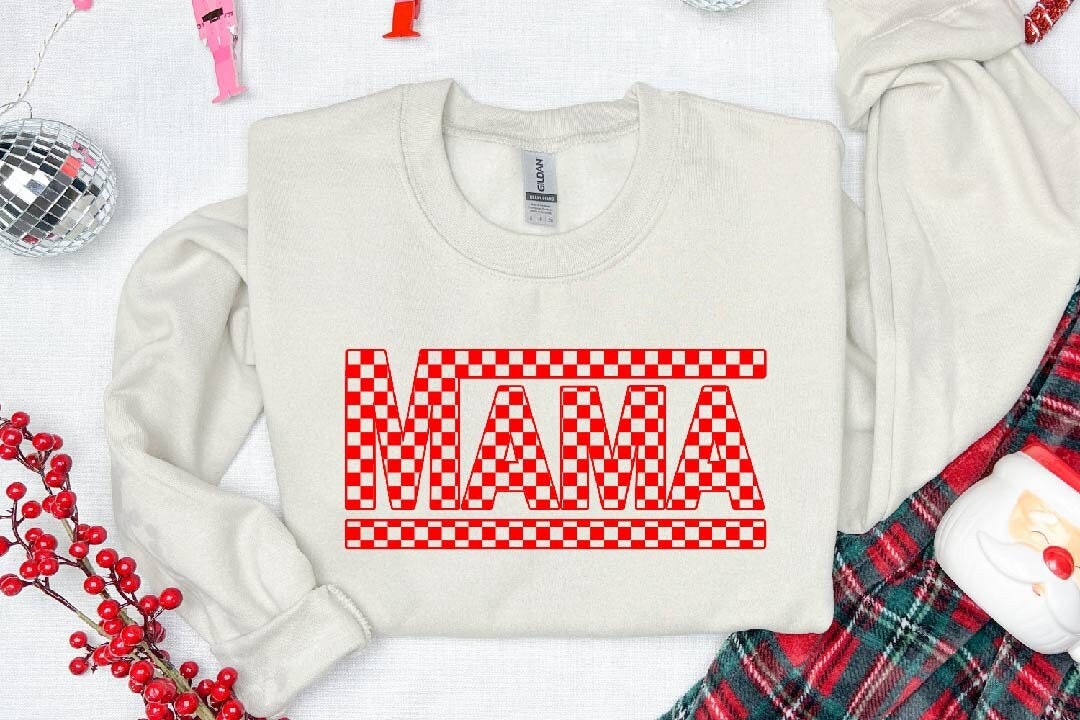 Checkered Mama Sweater, Retro Mama Sweatshirt, Mothers Day Gift, Mom ...