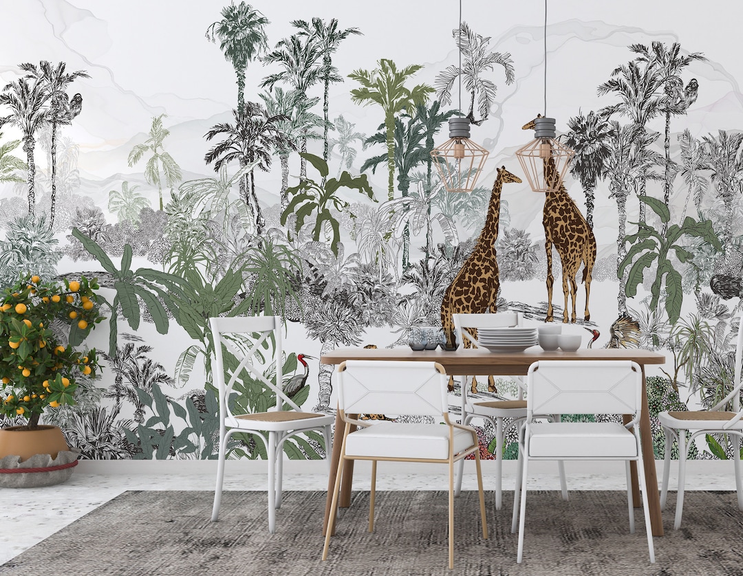 Tropical Wallpaper Peel and Stick, Tropical Trees Wall Mural, Removable ...