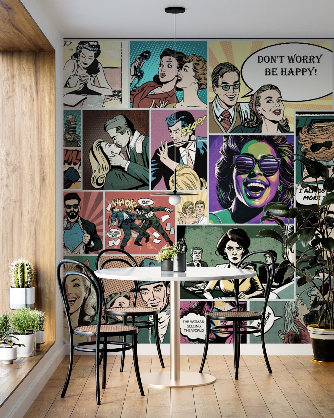 Pop Art Wallpaper Peel and Stick | Retro Pop Art Wall Mural | Vintage ...
