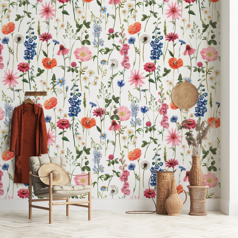 Wild Flower Wallpaper - Etsy