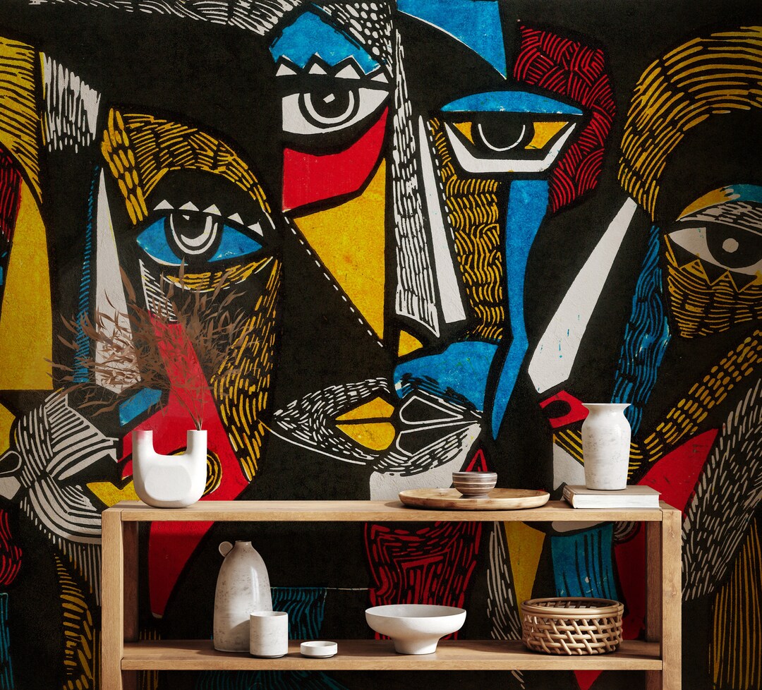 Abstract Art Wallpaper | Modern Geometric Wall Mural | Removable Peel ...