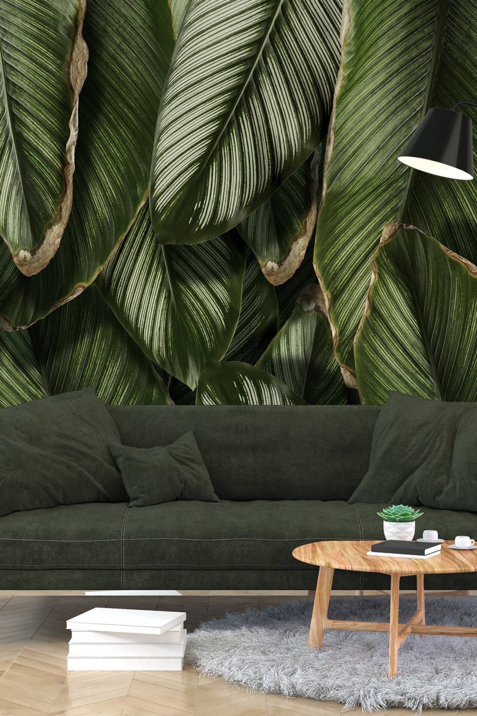Big Leaf Wallpaper Peel and Stick | Leaf Wall Mural - Etsy